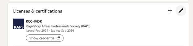 Digital Badges for RAC, RCC & FRA – Regulatory Affairs Professionals Society Help Center