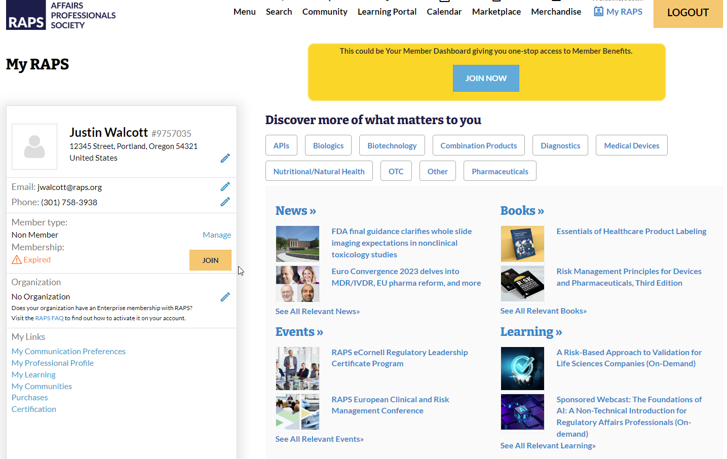 Accessing My RAPS Dashboard – Regulatory Affairs Professionals Society ...